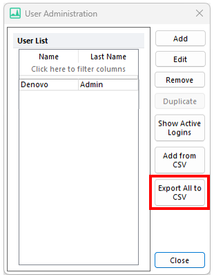 Exporting User List